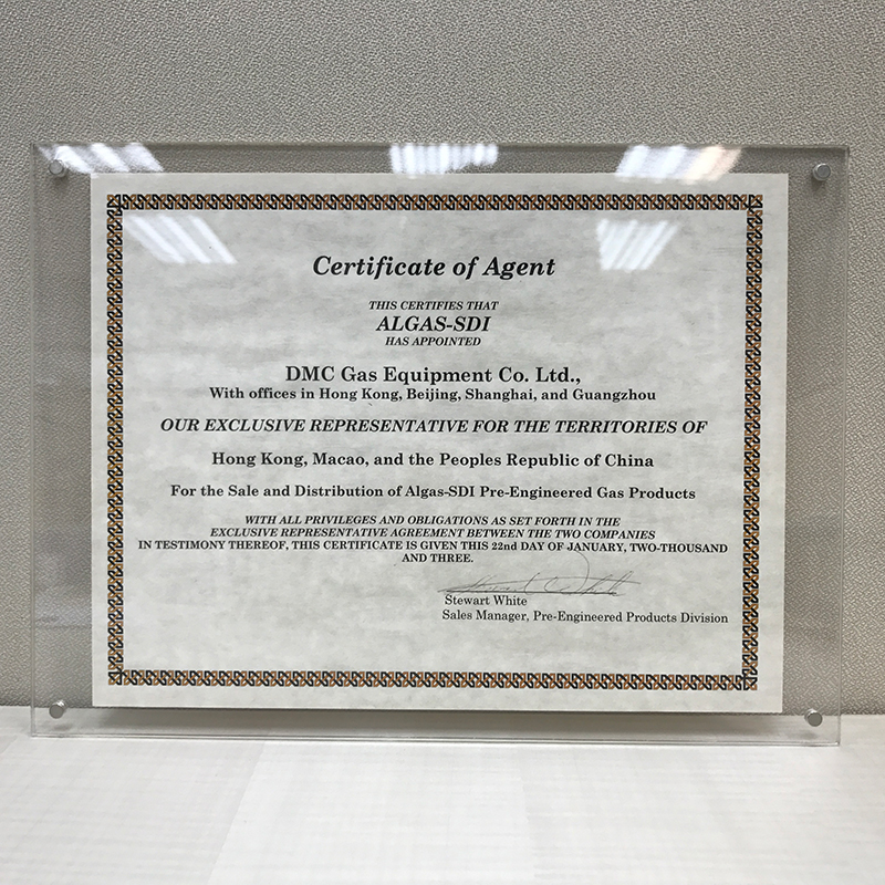 Algas-SDI Certificate of Agent